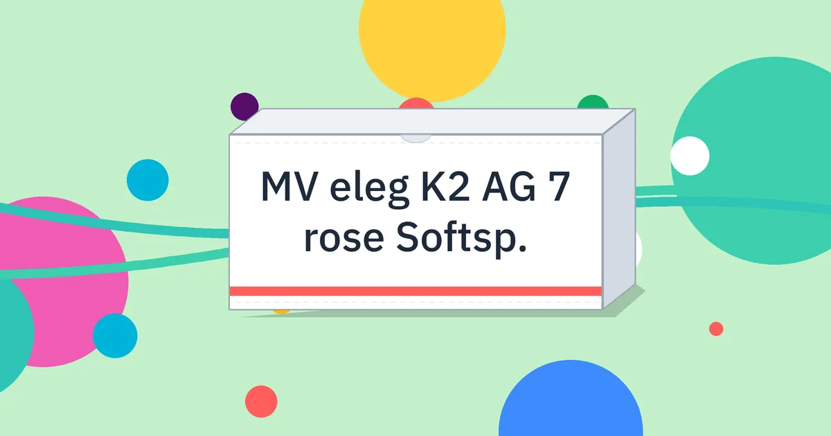 Symbolbild: Packung mit der Aufschrift MV eleg K2 AG 7 rose Softsp. (PZN 14700391) – Verfügbarkeit und Bezug in Apotheken in Frankfurt am Main