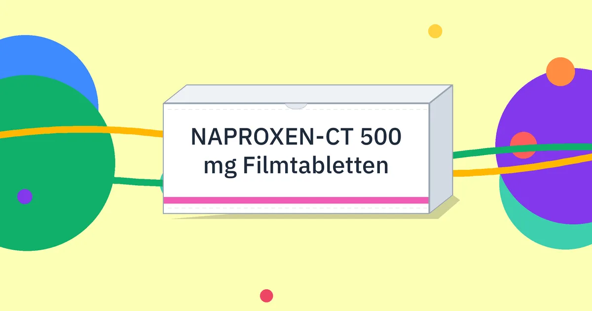 Symbolbild: Packung mit der Aufschrift NAPROXEN-CT 500 mg Filmtabletten (PZN 03956182) – Verfügbarkeit und Bezug in Apotheken in Frankfurt am Main