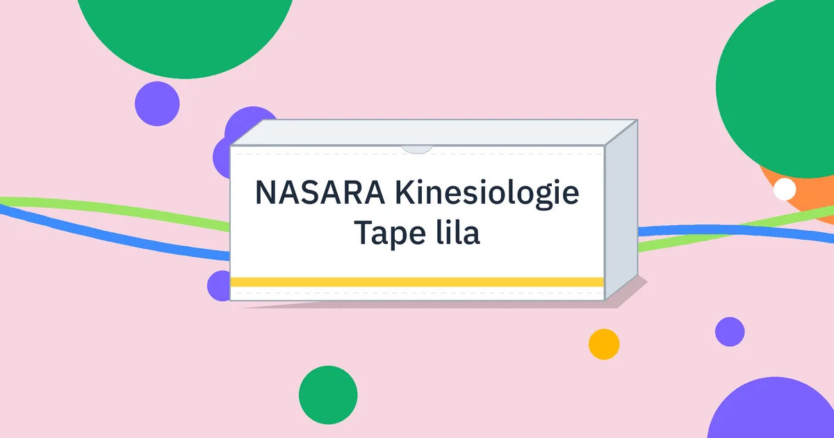 Symbolbild: Packung mit der Aufschrift NASARA Kinesiologie Tape lila (PZN 03424999) – Verfügbarkeit und Bezug in Apotheken in Frankfurt am Main