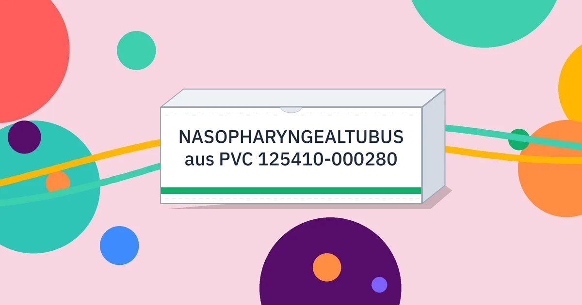Symbolbild: Packung mit der Aufschrift NASOPHARYNGEALTUBUS aus PVC 125410-000280 (PZN 05031229) – Verfügbarkeit und Bezug in Apotheken in Frankfurt am Main