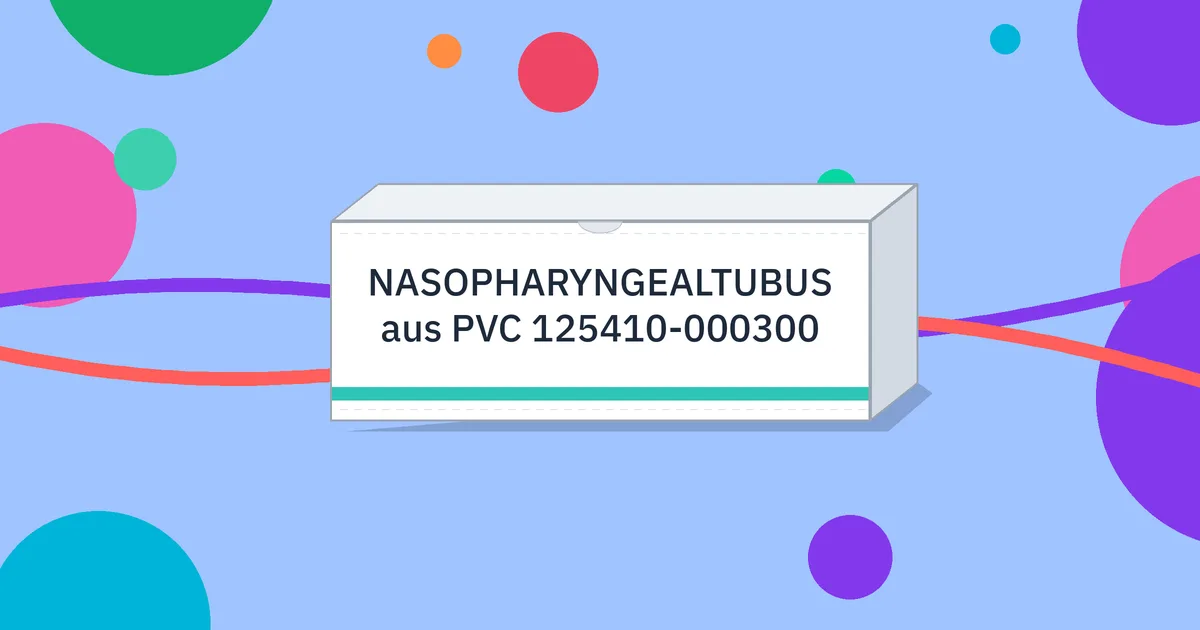 Symbolbild: Packung mit der Aufschrift NASOPHARYNGEALTUBUS aus PVC 125410-000300 (PZN 05031235) – Verfügbarkeit und Bezug in Apotheken in Frankfurt am Main