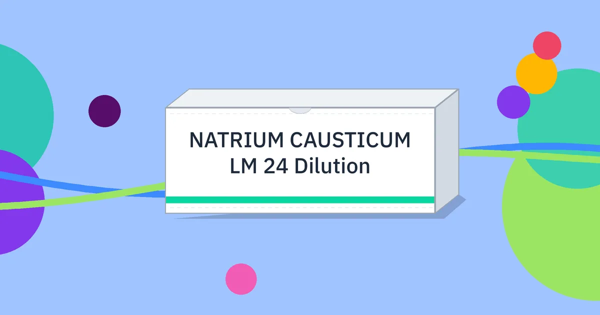 Symbolbild: Packung mit der Aufschrift NATRIUM CAUSTICUM LM 24 Dilution (PZN 09544138) – Verfügbarkeit und Bezug in Apotheken in Frankfurt am Main