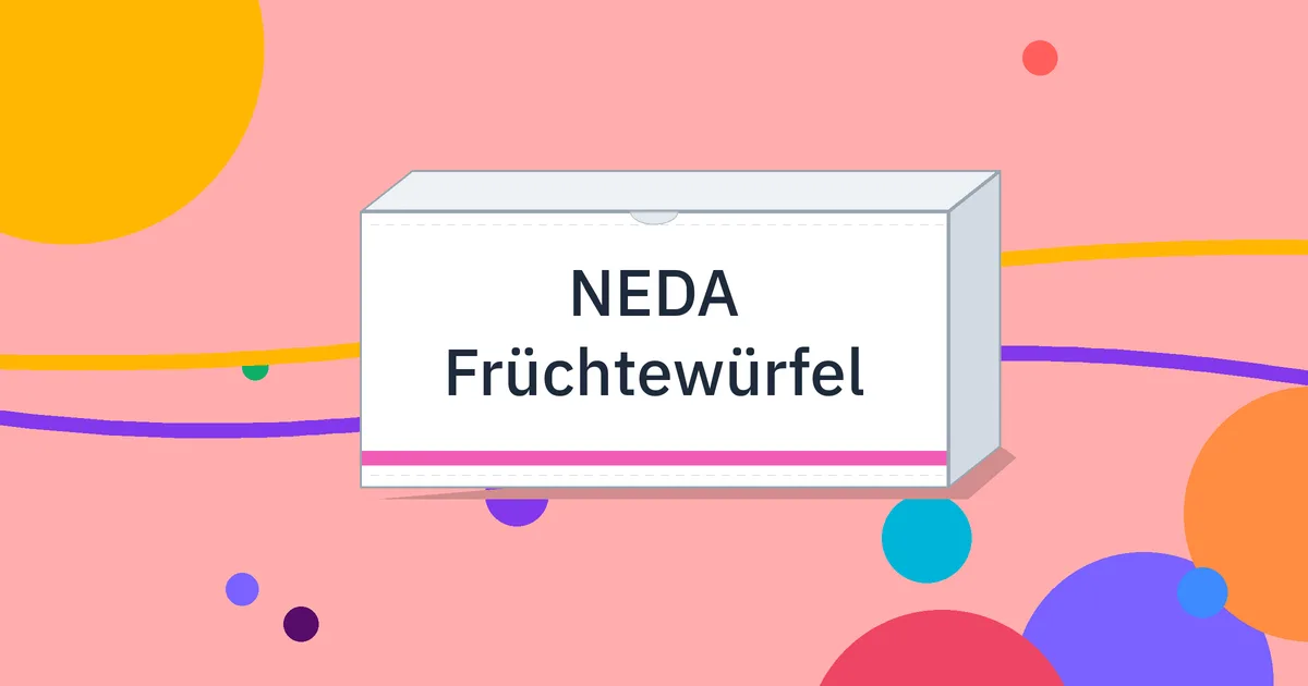 Symbolbild: Packung mit der Aufschrift NEDA Früchtewürfel (PZN 00707308) – Verfügbarkeit und Bezug in Apotheken in Frankfurt am Main
