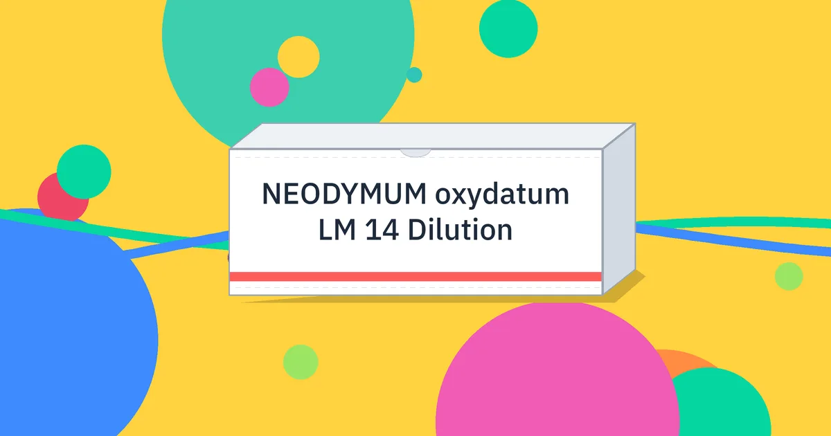 Symbolbild: Packung mit der Aufschrift NEODYMUM oxydatum LM 14 Dilution (PZN 13617742) – Verfügbarkeit und Bezug in Apotheken in Frankfurt am Main