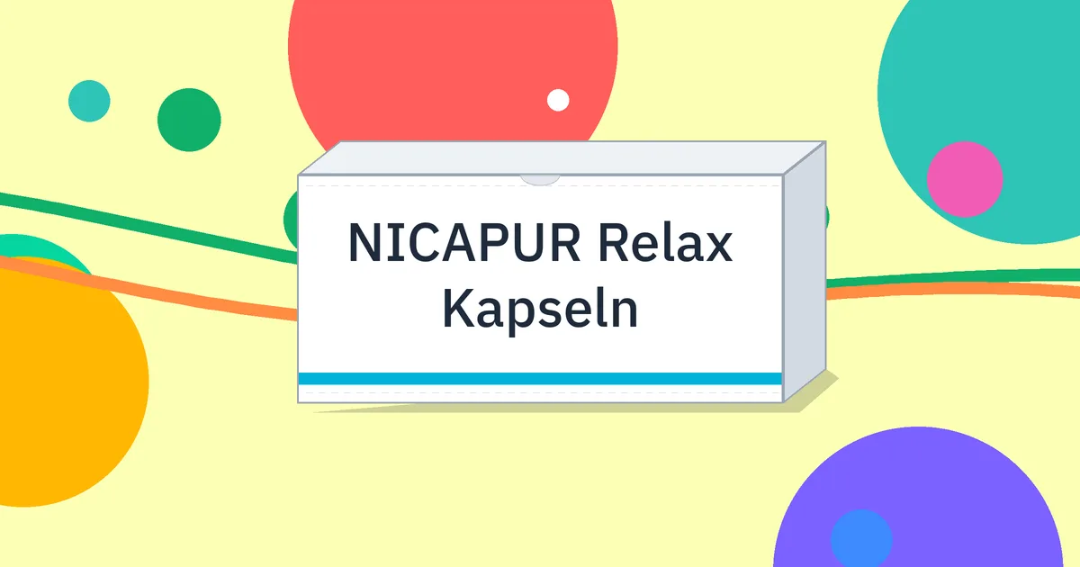 Symbolbild: Packung mit der Aufschrift NICAPUR Relax Kapseln (PZN 18826628) – Verfügbarkeit und Bezug in Apotheken in Frankfurt am Main