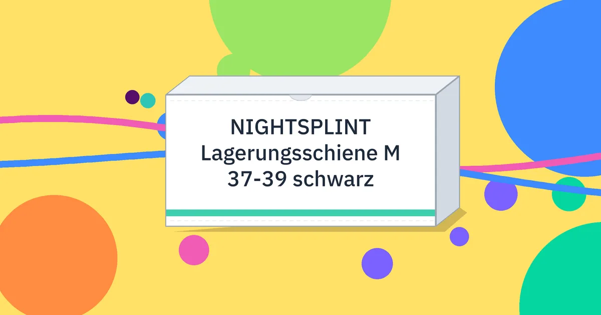 Symbolbild: Packung mit der Aufschrift NIGHTSPLINT Lagerungsschiene M 37-39 schwarz (PZN 16630714) – Verfügbarkeit und Bezug in Apotheken in Frankfurt am Main
