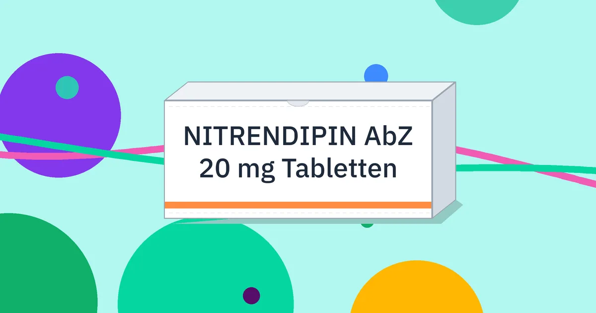 Symbolbild: Packung mit der Aufschrift NITRENDIPIN AbZ 20 mg Tabletten (PZN 01016658) – Verfügbarkeit und Bezug in Apotheken in Frankfurt am Main