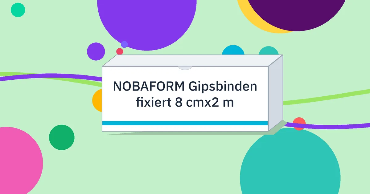 Symbolbild: Packung mit der Aufschrift NOBAFORM Gipsbinden fixiert 8 cmx2 m (PZN 18302902) – Verfügbarkeit und Bezug in Apotheken in Frankfurt am Main