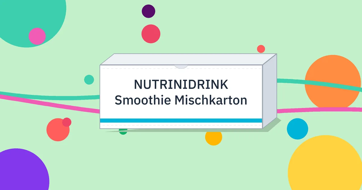 Symbolbild: Packung mit der Aufschrift NUTRINIDRINK Smoothie Mischkarton (PZN 11591978) – Verfügbarkeit und Bezug in Apotheken in Frankfurt am Main