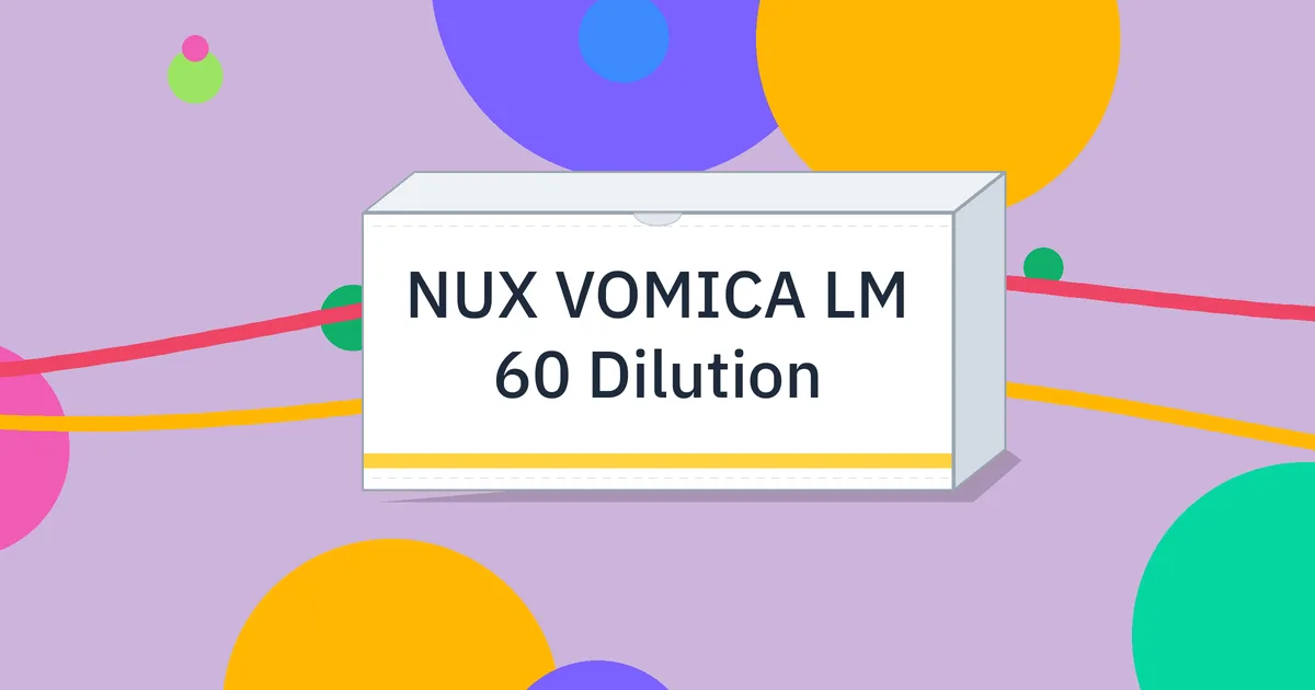 Symbolbild: Packung mit der Aufschrift NUX VOMICA LM 60 Dilution (PZN 12970608) – Verfügbarkeit und Bezug in Apotheken in Frankfurt am Main