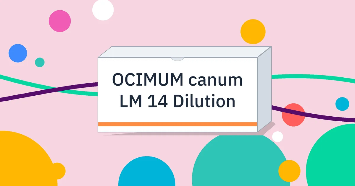 Symbolbild: Packung mit der Aufschrift OCIMUM canum LM 14 Dilution (PZN 13621904) – Verfügbarkeit und Bezug in Apotheken in Frankfurt am Main