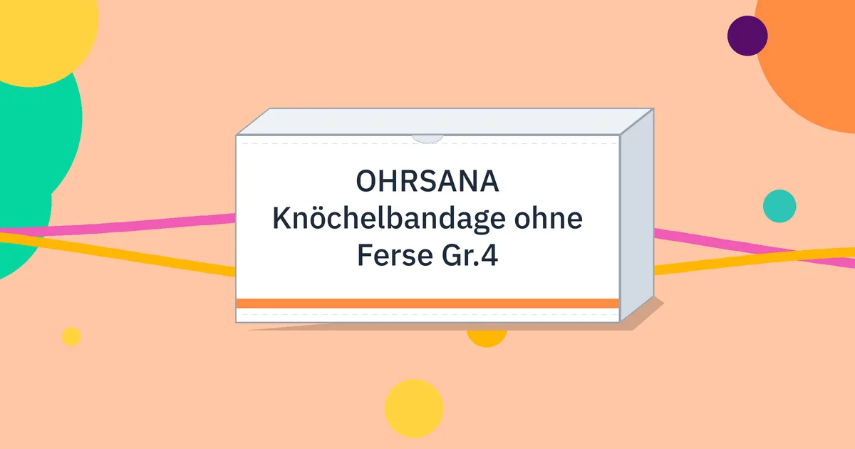 Symbolbild: Packung mit der Aufschrift OHRSANA Knöchelbandage ohne Ferse Gr.4 (PZN 02669552) – Verfügbarkeit und Bezug in Apotheken in Frankfurt am Main