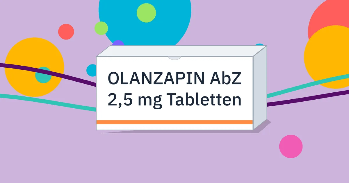 Symbolbild: Packung mit der Aufschrift OLANZAPIN AbZ 2,5 mg Tabletten (PZN 09089622) – Verfügbarkeit und Bezug in Apotheken in Frankfurt am Main