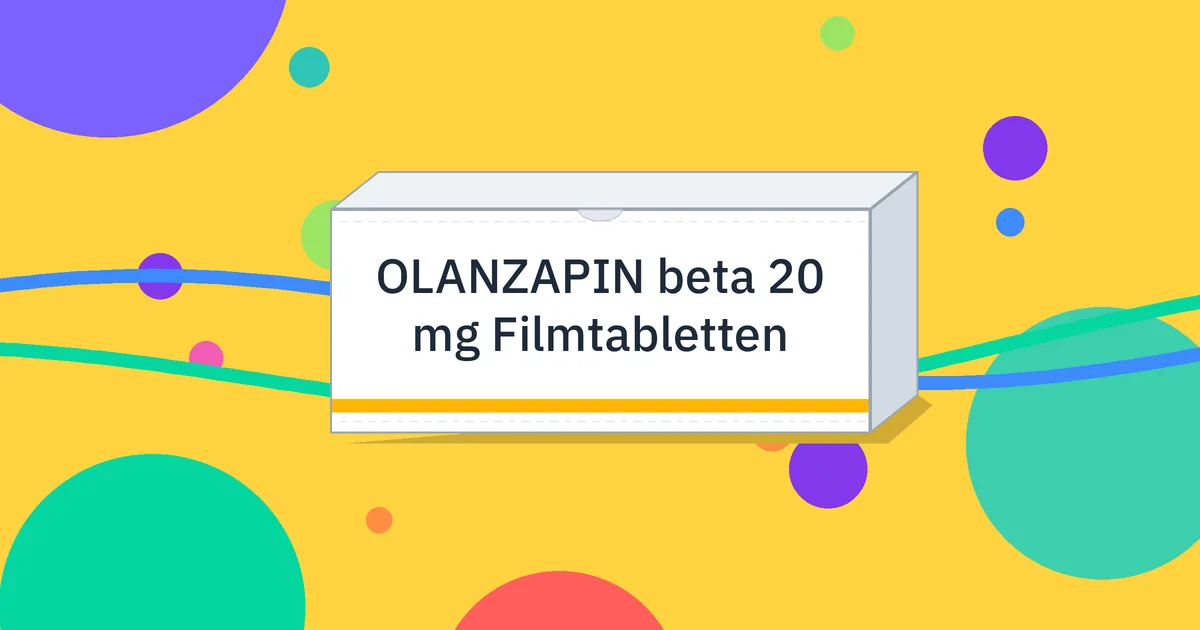 Symbolbild: Packung mit der Aufschrift OLANZAPIN beta 20 mg Filmtabletten (PZN 08833030) – Verfügbarkeit und Bezug in Apotheken in Frankfurt am Main