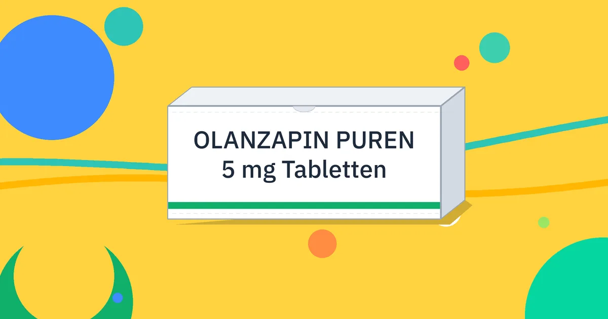 Symbolbild: Packung mit der Aufschrift OLANZAPIN PUREN 5 mg Tabletten (PZN 14319113) – Verfügbarkeit und Bezug in Apotheken in Frankfurt am Main