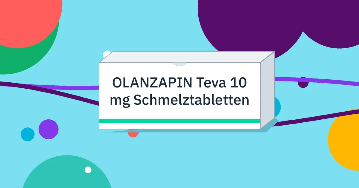 Symbolbild: Packung mit der Aufschrift OLANZAPIN Teva 10 mg Schmelztabletten (PZN 17313341) – Verfügbarkeit und Bezug in Apotheken in Frankfurt am Main
