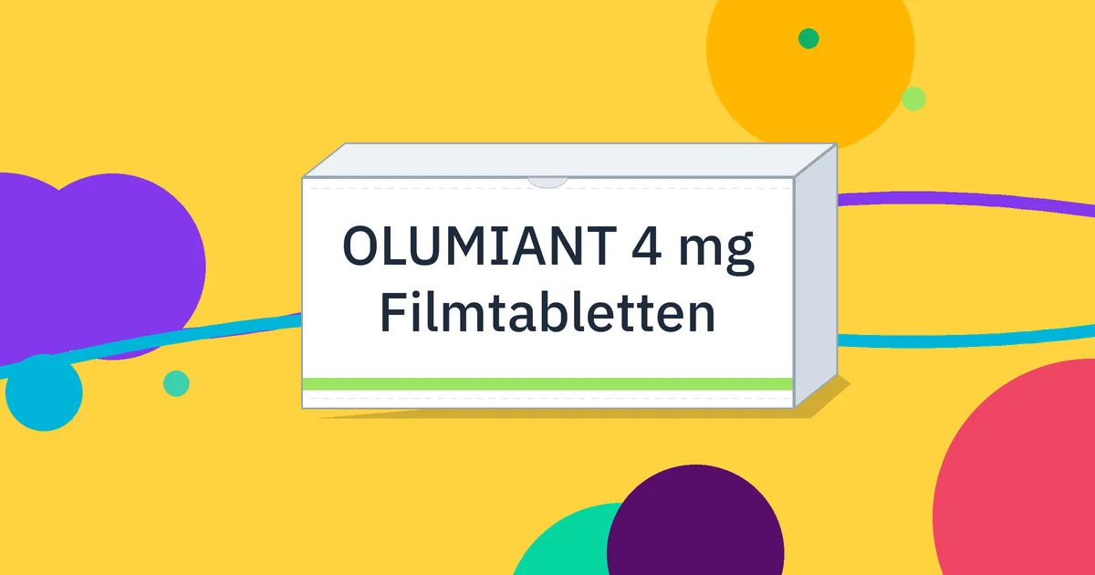 Symbolbild: Packung mit der Aufschrift OLUMIANT 4 mg Filmtabletten (PZN 18762638) – Verfügbarkeit und Bezug in Apotheken in Frankfurt am Main