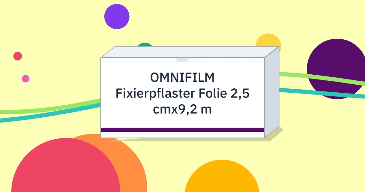 Symbolbild: Packung mit der Aufschrift OMNIFILM Fixierpflaster Folie 2,5 cmx9,2 m (PZN 00713533) – Verfügbarkeit und Bezug in Apotheken in Frankfurt am Main