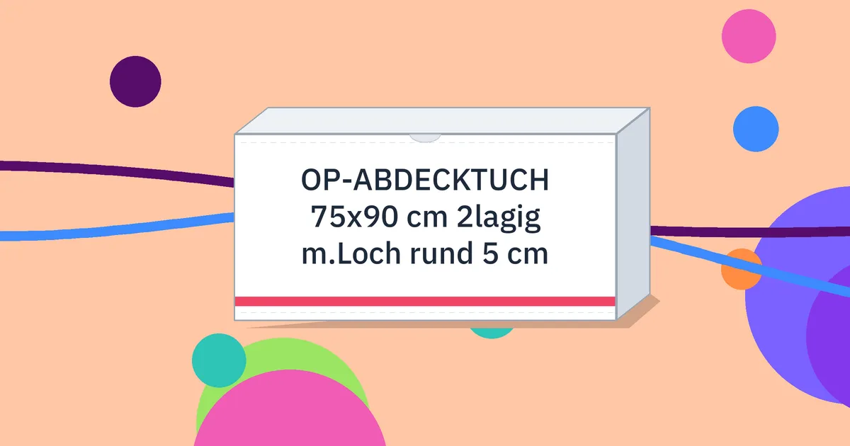 Symbolbild: Packung mit der Aufschrift OP-ABDECKTUCH 75x90 cm 2lagig m.Loch rund 5 cm (PZN 15993490) – Verfügbarkeit und Bezug in Apotheken in Frankfurt am Main