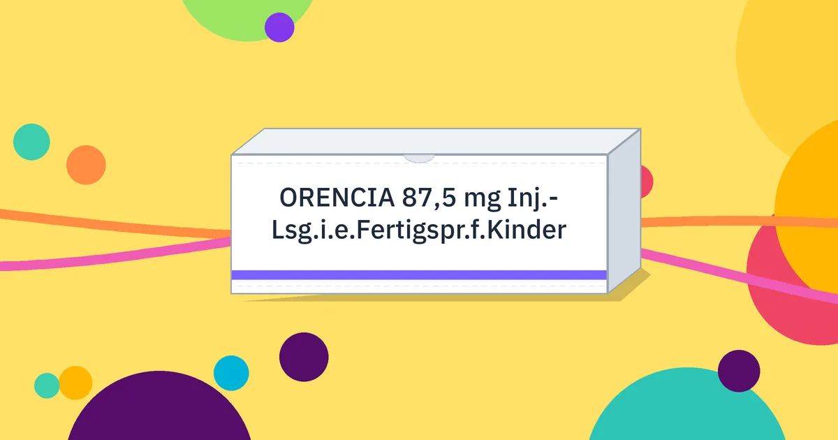 Symbolbild: Packung mit der Aufschrift ORENCIA 87,5 mg Inj.-Lsg.i.e.Fertigspr.f.Kinder (PZN 15379376) – Verfügbarkeit und Bezug in Apotheken in Frankfurt am Main