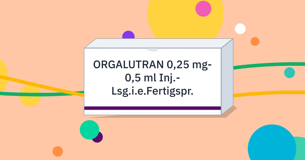 Symbolbild: Packung mit der Aufschrift ORGALUTRAN 0,25 mg-0,5 ml Inj.-Lsg.i.e.Fertigspr. (PZN 09692755) – Verfügbarkeit und Bezug in Apotheken in Frankfurt am Main