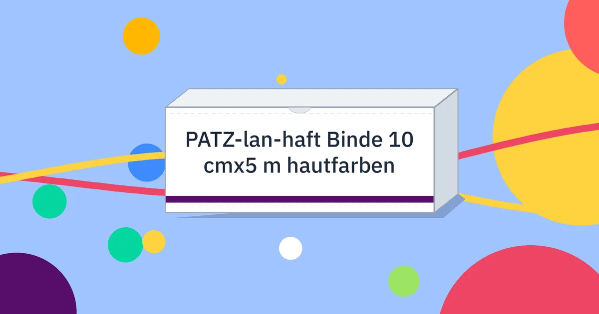 Symbolbild: Packung mit der Aufschrift PATZ-lan-haft Binde 10 cmx5 m hautfarben (PZN 06814146) – Verfügbarkeit und Bezug in Apotheken in Frankfurt am Main
