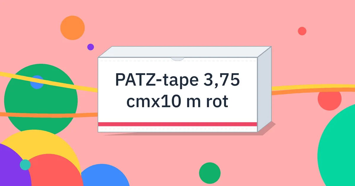 Symbolbild: Packung mit der Aufschrift PATZ-tape 3,75 cmx10 m rot (PZN 06815766) – Verfügbarkeit und Bezug in Apotheken in Frankfurt am Main