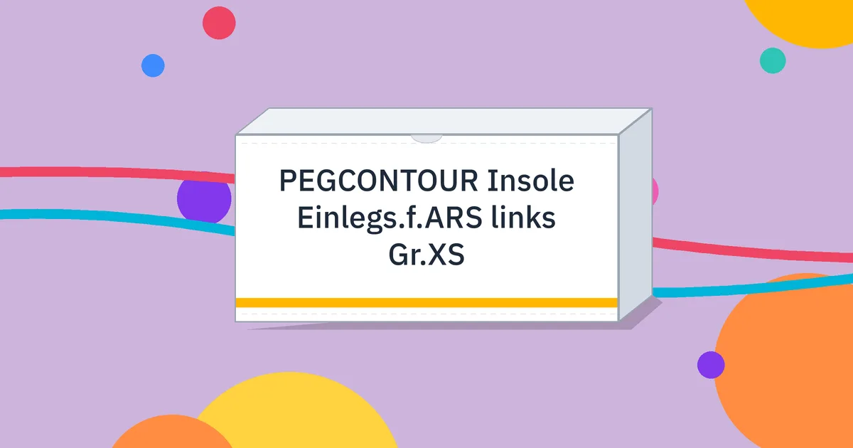 Symbolbild: Packung mit der Aufschrift PEGCONTOUR Insole Einlegs.f.ARS links Gr.XS (PZN 14255815) – Verfügbarkeit und Bezug in Apotheken in Frankfurt am Main