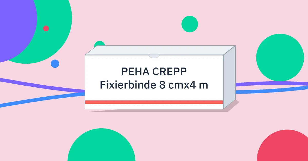 Symbolbild: Packung mit der Aufschrift PEHA CREPP Fixierbinde 8 cmx4 m (PZN 12892630) – Verfügbarkeit und Bezug in Apotheken in Frankfurt am Main
