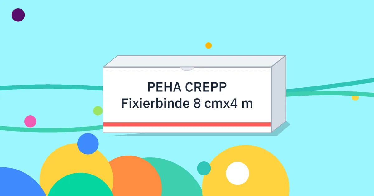 Symbolbild: Packung mit der Aufschrift PEHA CREPP Fixierbinde 8 cmx4 m (PZN 03664568) – Verfügbarkeit und Bezug in Apotheken in Frankfurt am Main