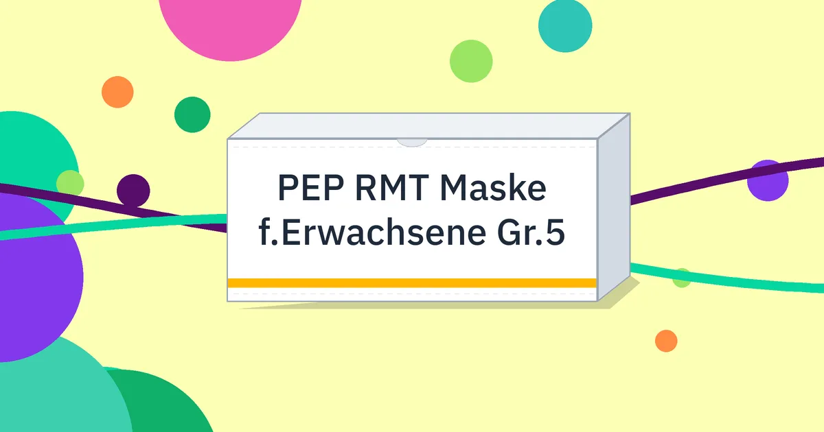 Symbolbild: Packung mit der Aufschrift PEP RMT Maske f.Erwachsene Gr.5 (PZN 05538193) – Verfügbarkeit und Bezug in Apotheken in Frankfurt am Main