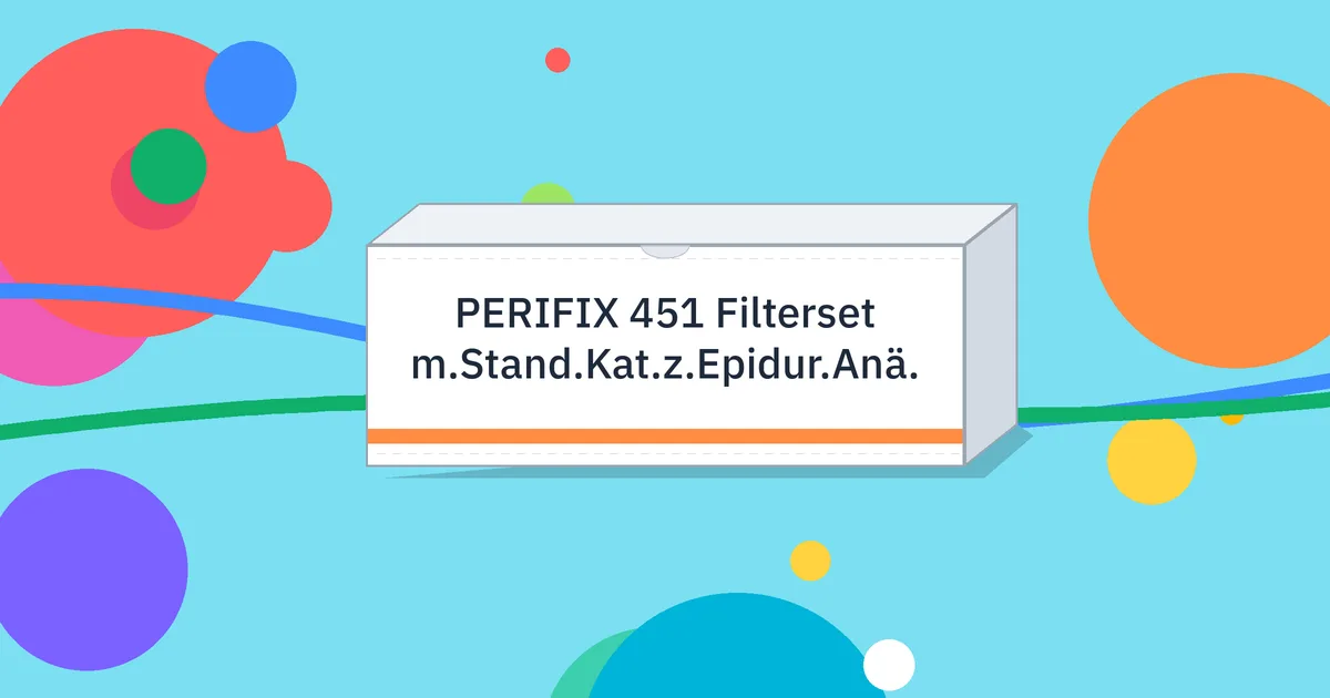 Symbolbild: Packung mit der Aufschrift PERIFIX 451 Filterset m.Stand.Kat.z.Epidur.Anä. (PZN 06864115) – Verfügbarkeit und Bezug in Apotheken in Frankfurt am Main