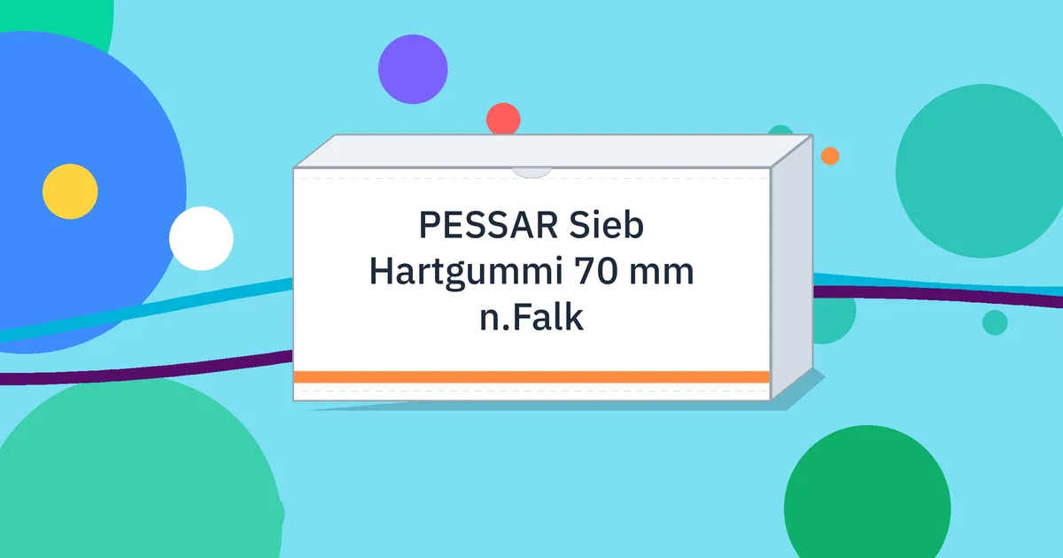 Symbolbild: Packung mit der Aufschrift PESSAR Sieb Hartgummi 70 mm n.Falk (PZN 01734253) – Verfügbarkeit und Bezug in Apotheken in Frankfurt am Main