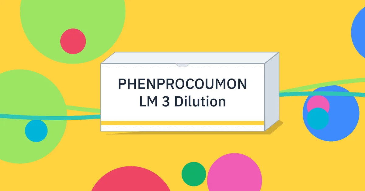 Symbolbild: Packung mit der Aufschrift PHENPROCOUMON LM 3 Dilution (PZN 13637779) – Verfügbarkeit und Bezug in Apotheken in Frankfurt am Main