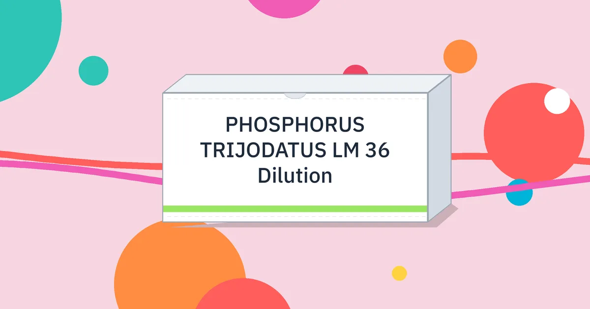 Symbolbild: Packung mit der Aufschrift PHOSPHORUS TRIJODATUS LM 36 Dilution (PZN 13035106) – Verfügbarkeit und Bezug in Apotheken in Frankfurt am Main