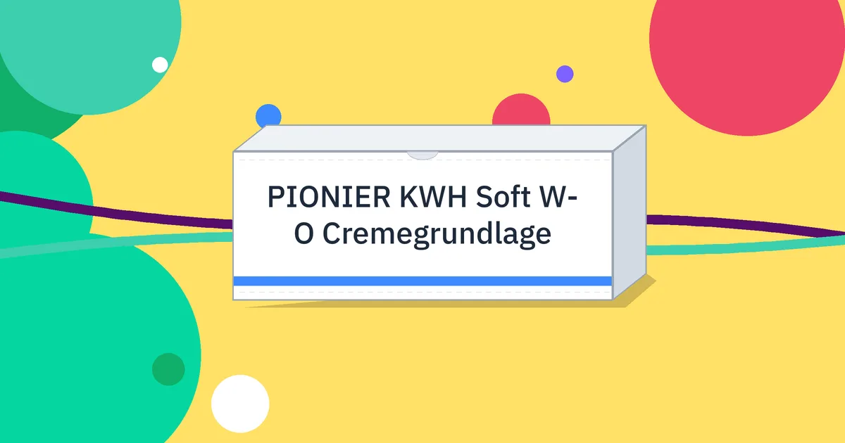 Symbolbild: Packung mit der Aufschrift PIONIER KWH Soft W-O Cremegrundlage (PZN 03103611) – Verfügbarkeit und Bezug in Apotheken in Frankfurt am Main
