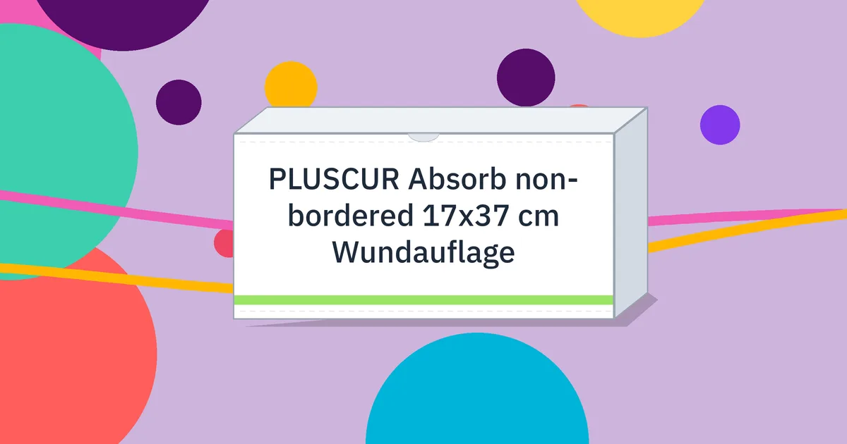 Symbolbild: Packung mit der Aufschrift PLUSCUR Absorb non-bordered 17x37 cm Wundauflage (PZN 16808885) – Verfügbarkeit und Bezug in Apotheken in Frankfurt am Main