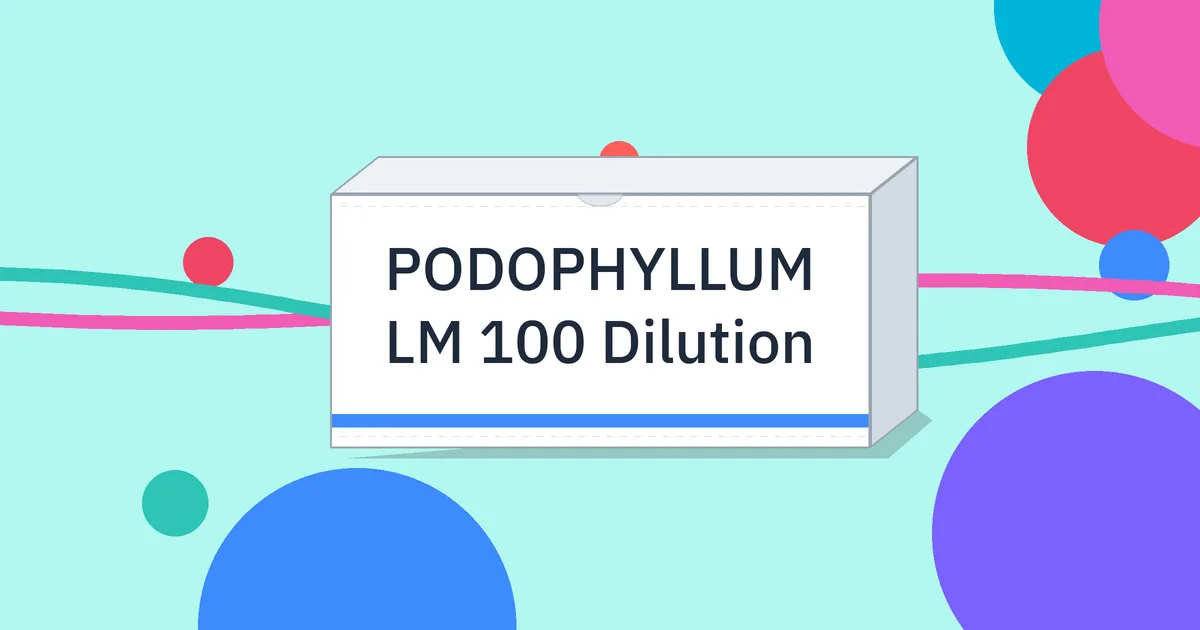 Symbolbild: Packung mit der Aufschrift PODOPHYLLUM LM 100 Dilution (PZN 13043235) – Verfügbarkeit und Bezug in Apotheken in Frankfurt am Main