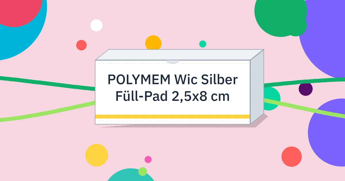 Symbolbild: Packung mit der Aufschrift POLYMEM Wic Silber Füll-Pad 2,5x8 cm (PZN 05389965) – Verfügbarkeit und Bezug in Apotheken in Frankfurt am Main