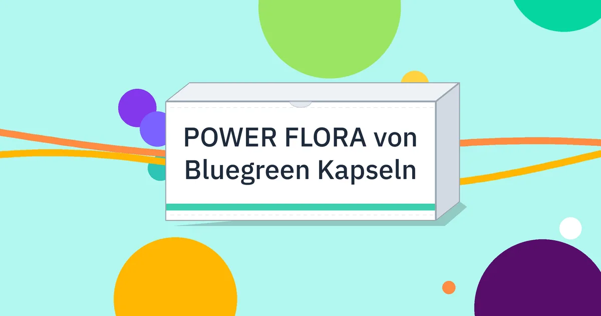 Symbolbild: Packung mit der Aufschrift POWER FLORA von Bluegreen Kapseln (PZN 15320992) – Verfügbarkeit und Bezug in Apotheken in Frankfurt am Main