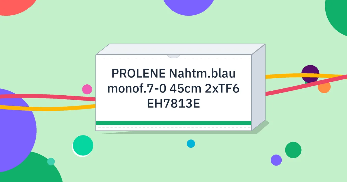 Symbolbild: Packung mit der Aufschrift PROLENE Nahtm.blau monof.7-0 45cm 2xTF6 EH7813E (PZN 19202769) – Verfügbarkeit und Bezug in Apotheken in Frankfurt am Main
