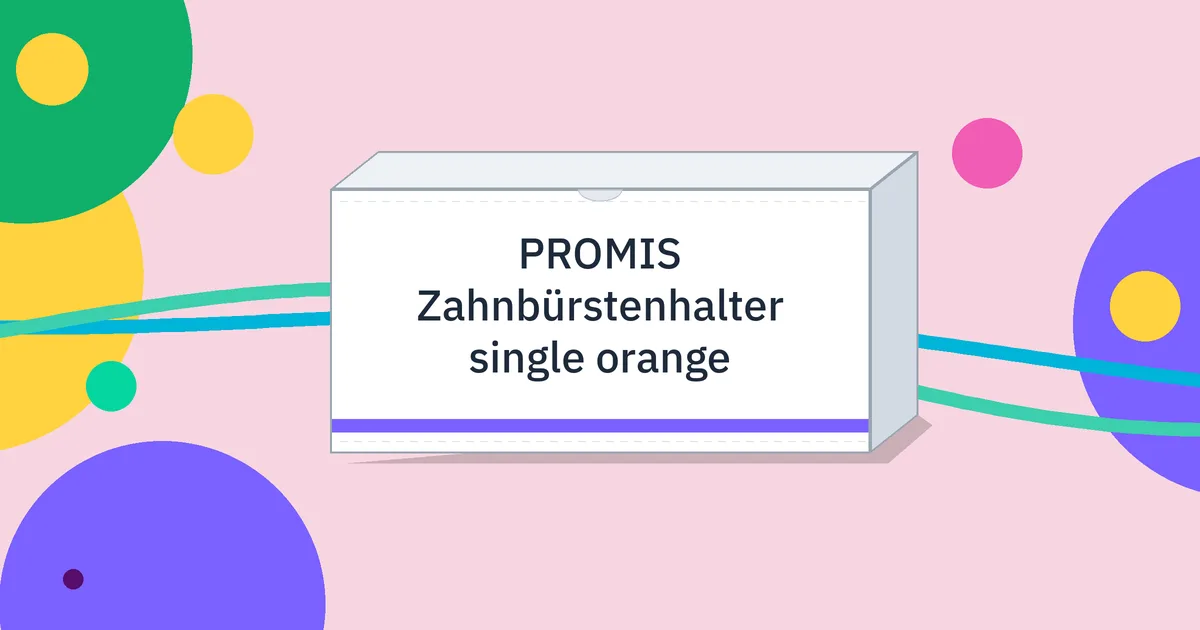 Symbolbild: Packung mit der Aufschrift PROMIS Zahnbürstenhalter single orange (PZN 17873784) – Verfügbarkeit und Bezug in Apotheken in Frankfurt am Main