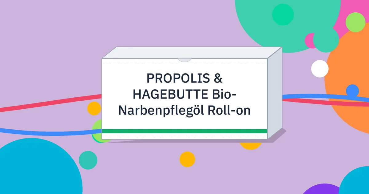 Symbolbild: Packung mit der Aufschrift PROPOLIS & HAGEBUTTE Bio-Narbenpflegöl Roll-on (PZN 16400871) – Verfügbarkeit und Bezug in Apotheken in Frankfurt am Main