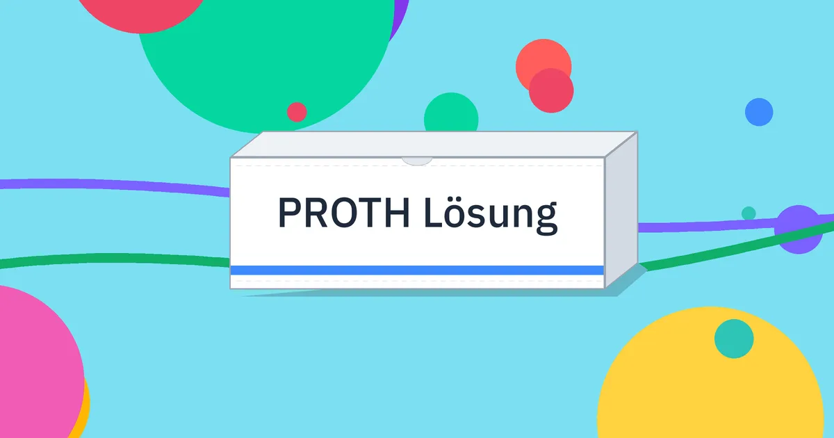 Symbolbild: Packung mit der Aufschrift PROTH Lösung (PZN 05021679) – Verfügbarkeit und Bezug in Apotheken in Frankfurt am Main