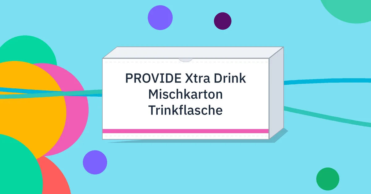 Symbolbild: Packung mit der Aufschrift PROVIDE Xtra Drink Mischkarton Trinkflasche (PZN 19352003) – Verfügbarkeit und Bezug in Apotheken in Frankfurt am Main