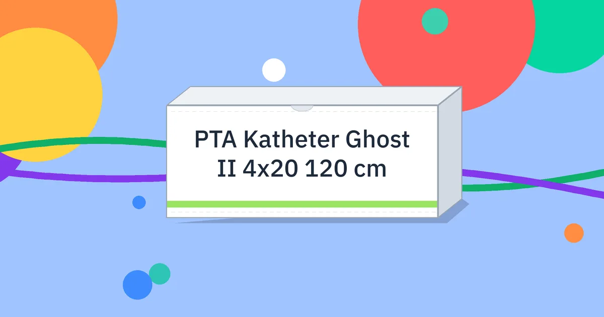 Symbolbild: Packung mit der Aufschrift PTA Katheter Ghost II 4x20 120 cm (PZN 00106767) – Verfügbarkeit und Bezug in Apotheken in Frankfurt am Main