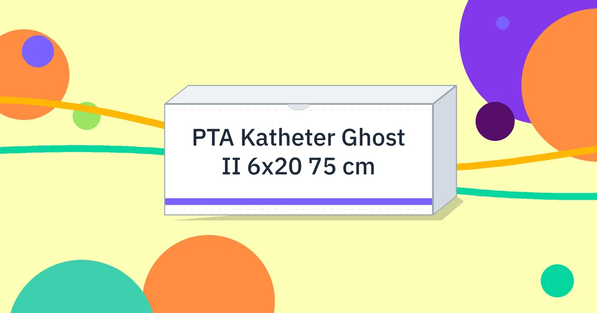 Symbolbild: Packung mit der Aufschrift PTA Katheter Ghost II 6x20 75 cm (PZN 00121761) – Verfügbarkeit und Bezug in Apotheken in Frankfurt am Main