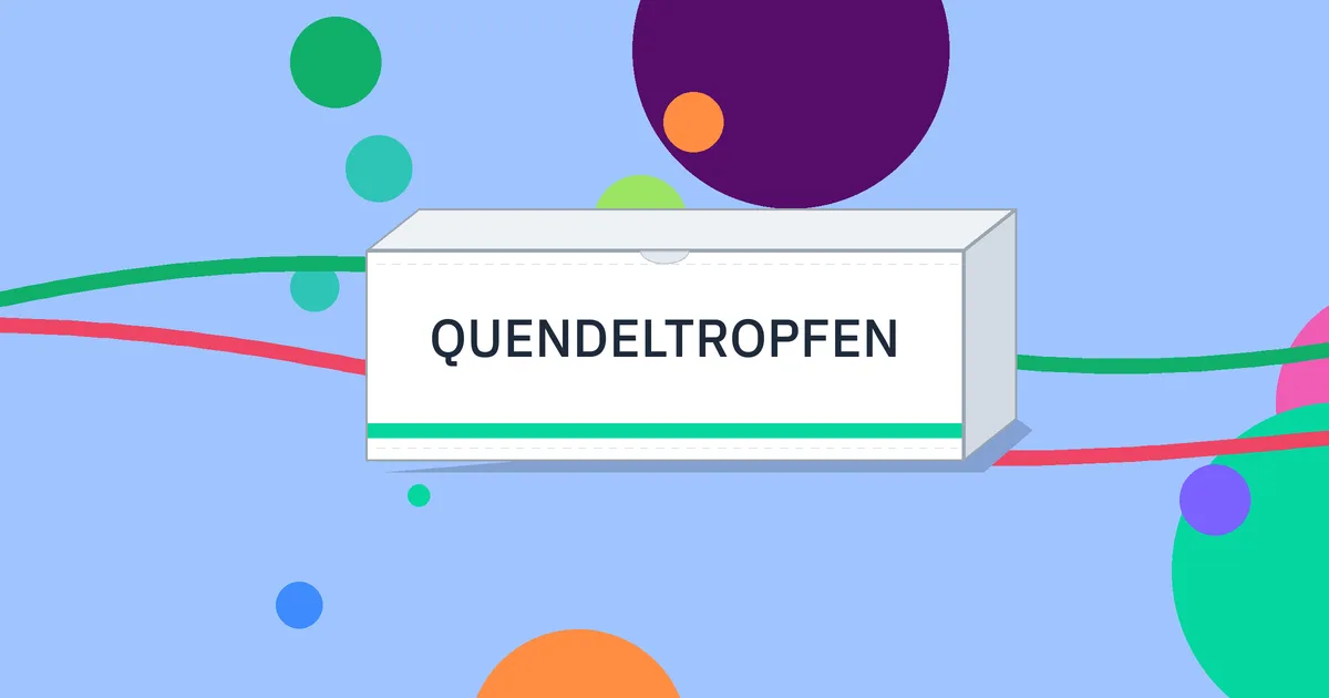 Symbolbild: Packung mit der Aufschrift QUENDELTROPFEN (PZN 11602802) – Verfügbarkeit und Bezug in Apotheken in Frankfurt am Main