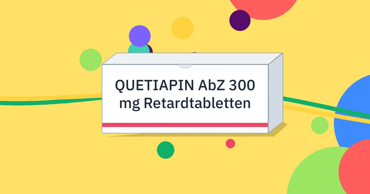 Symbolbild: Packung mit der Aufschrift QUETIAPIN AbZ 300 mg Retardtabletten (PZN 09272823) – Verfügbarkeit und Bezug in Apotheken in Frankfurt am Main