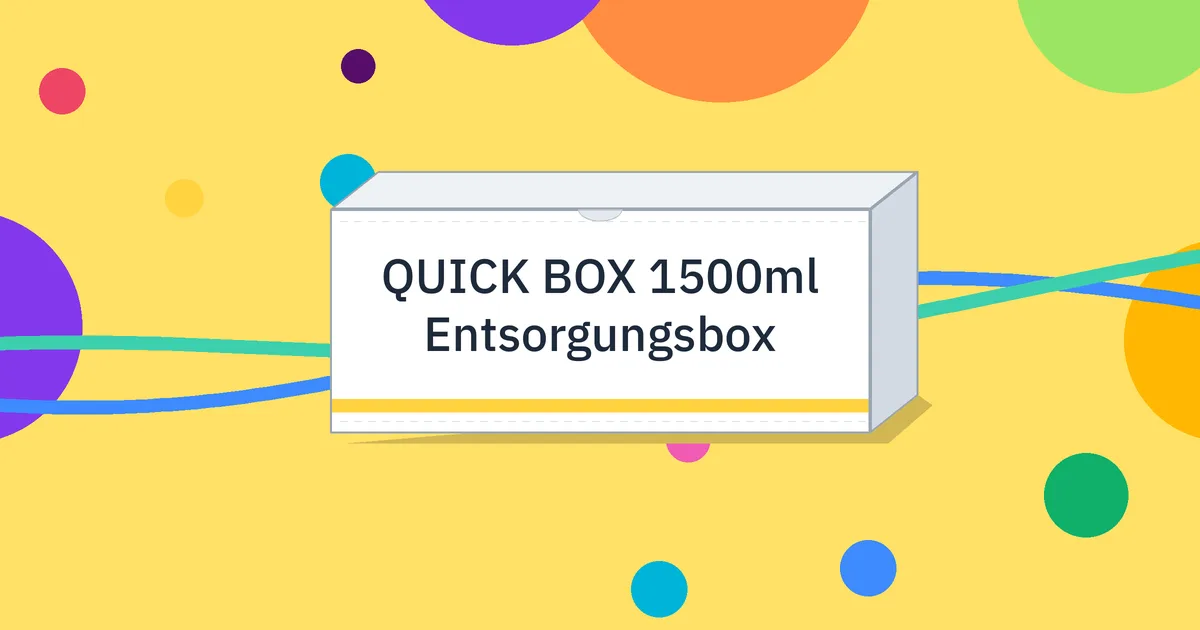 Symbolbild: Packung mit der Aufschrift QUICK BOX 1500ml Entsorgungsbox (PZN 09239234) – Verfügbarkeit und Bezug in Apotheken in Frankfurt am Main